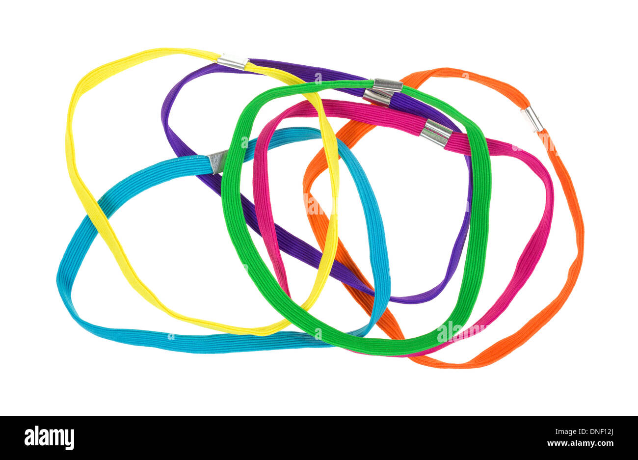 A group of colorful headbands on a white background Stock Photo - Alamy