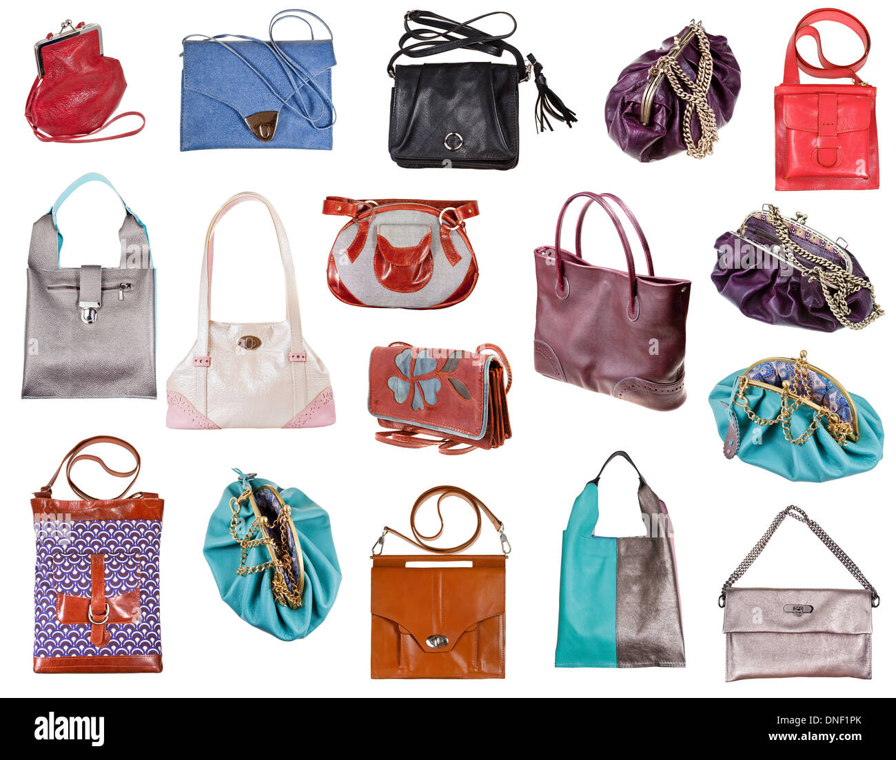 set of ladies bags isolated on white background Stock Photo - Alamy
