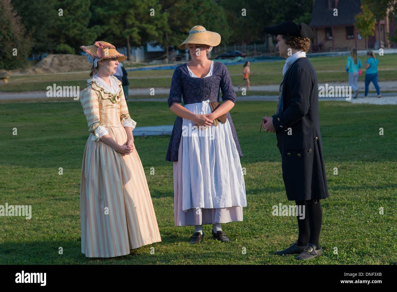 Costumed interpreters on Market Square in Colonial Williamsburg Stock ...