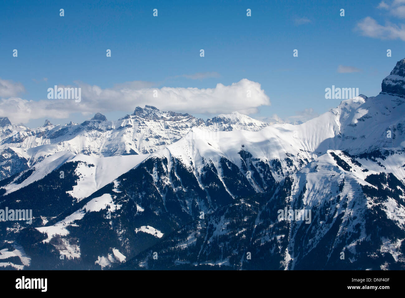 Mountain panorama looking along The Val D'illiez from the village of ...