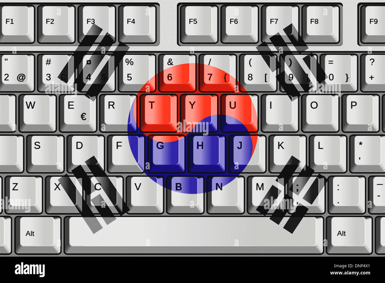 Computer Keyboard with Korea Flag Concept Stock Photo - Alamy