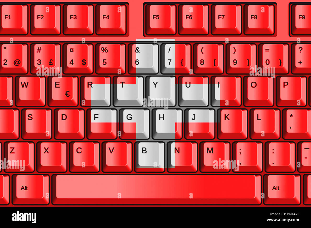 Computer Keyboard with Switzerland Flag Concept Stock Photo - Alamy