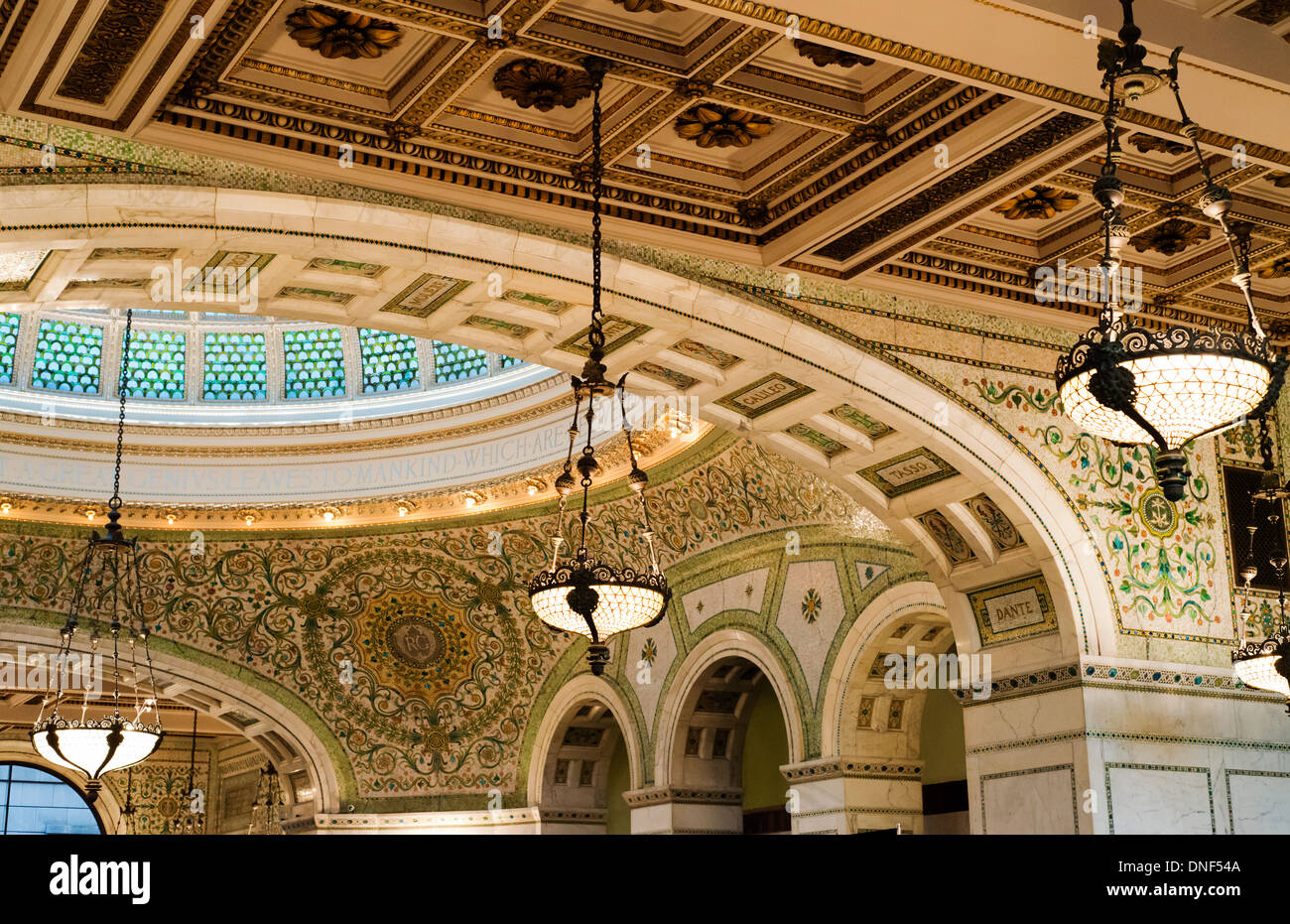 Interior of the Chicago Cultural Center showing architectural detail ...