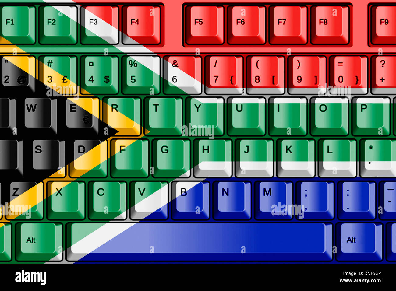 Computer Keyboard with South Africa Flag Concept Stock Photo - Alamy
