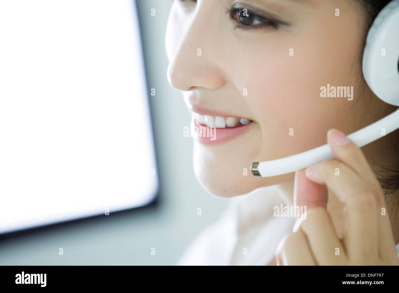 Female call service representative at work Stock Photo - Alamy