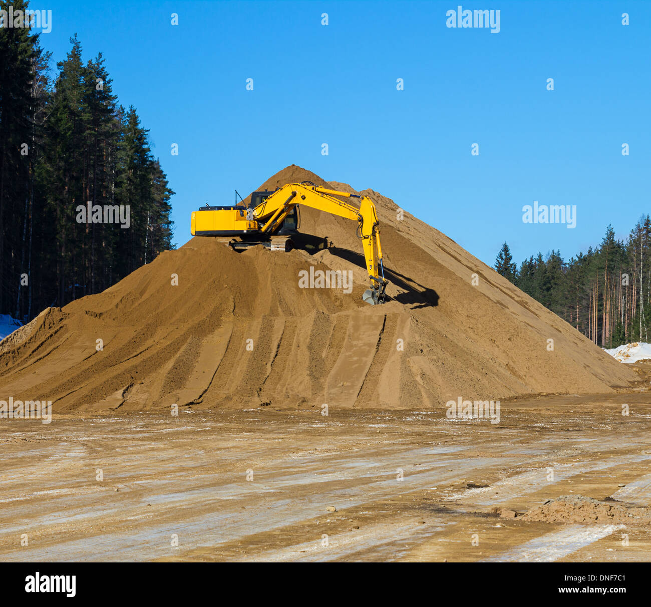 Yellow construction transport Stock Photo - Alamy