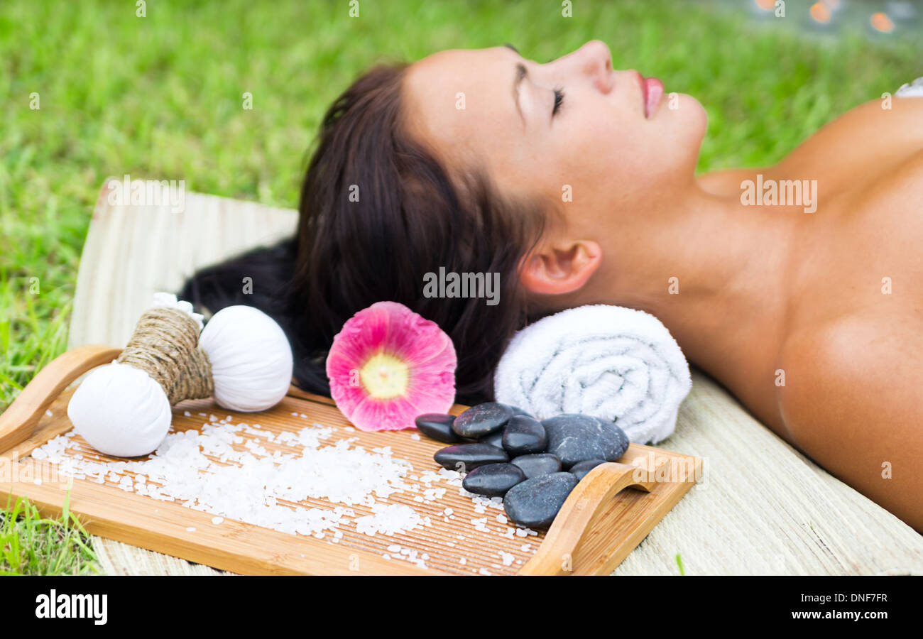 Pretty young woman - spa Stock Photo - Alamy