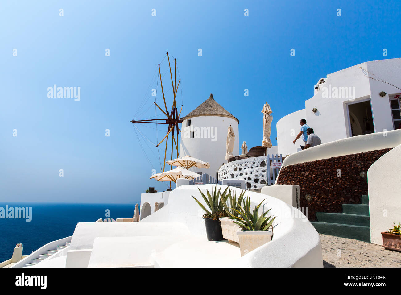 View of Fira town - Santorini island Crete Greece. White concrete ...