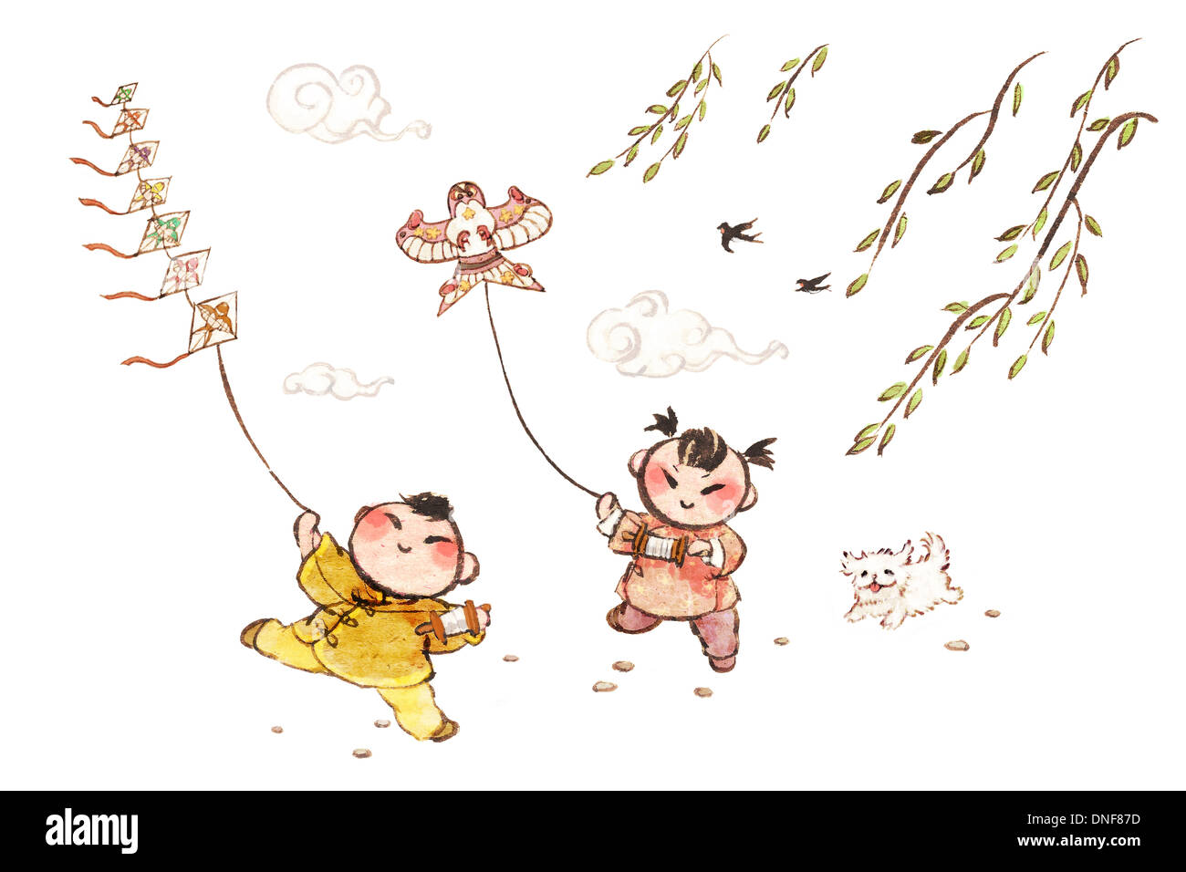 Happy children running playing Cut Out Stock Images & Pictures - Alamy