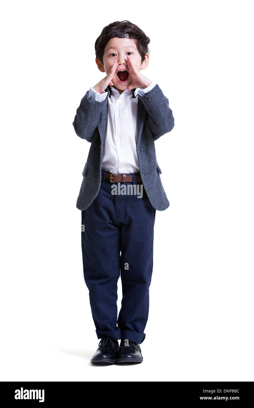 Cute little boy shouting Stock Photo - Alamy