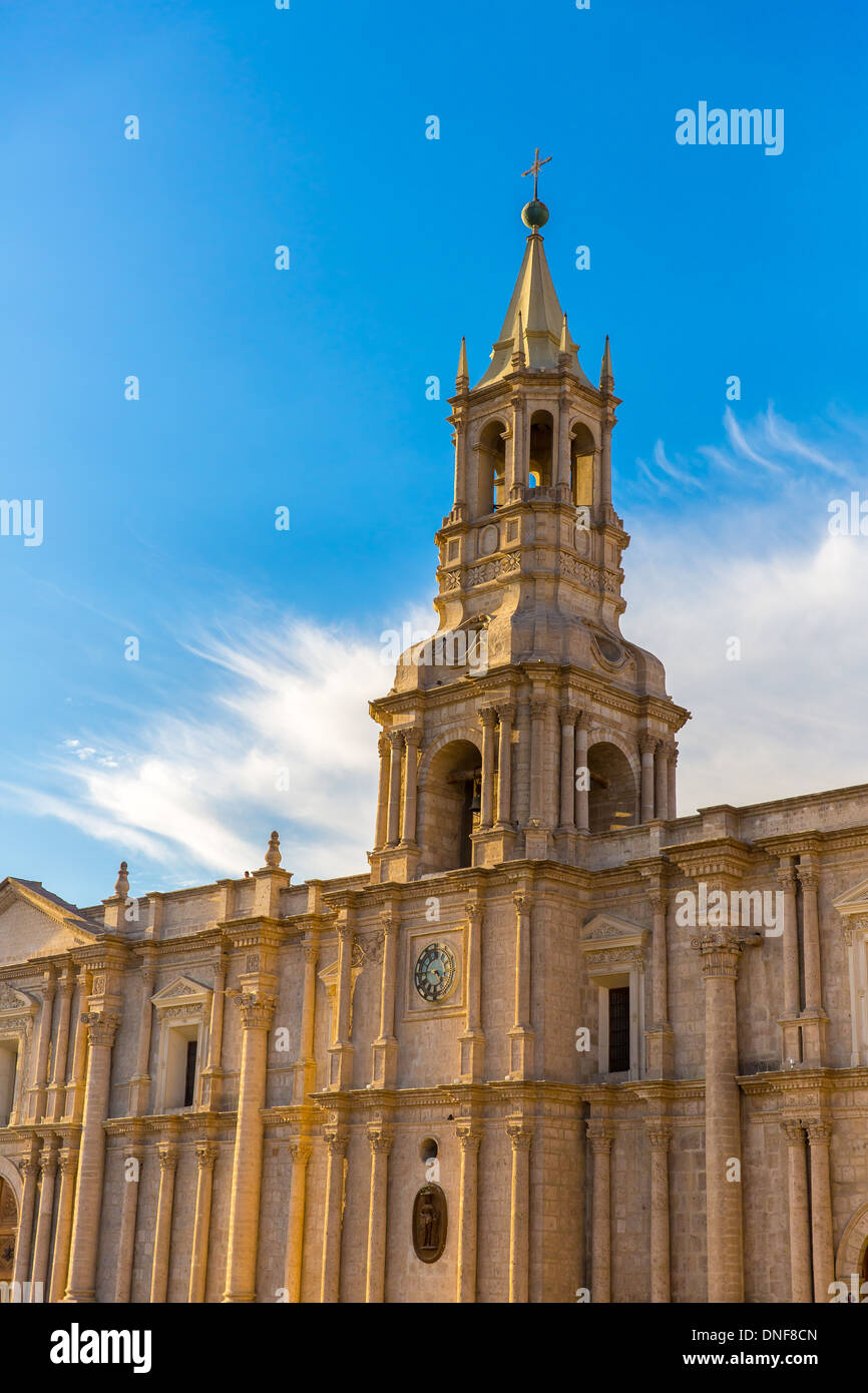 Old church in Arequipa, Peru, South America. Arequipa's Plaza de Armas ...