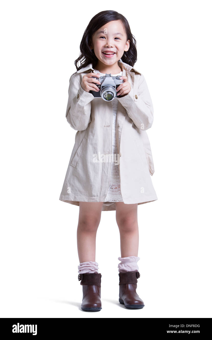 Cute little girl with camera Stock Photo - Alamy
