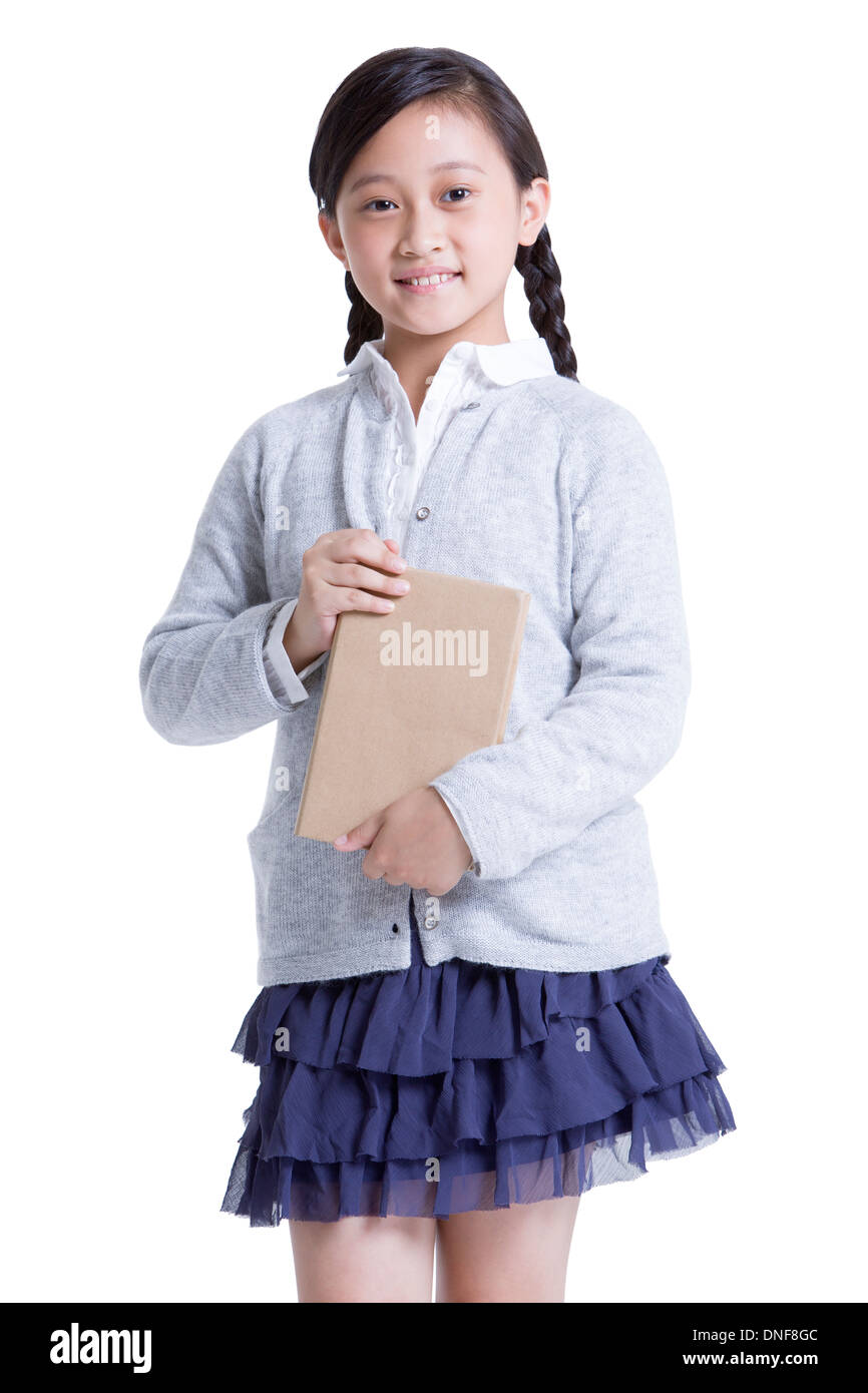 Cute girl with book Stock Photo - Alamy