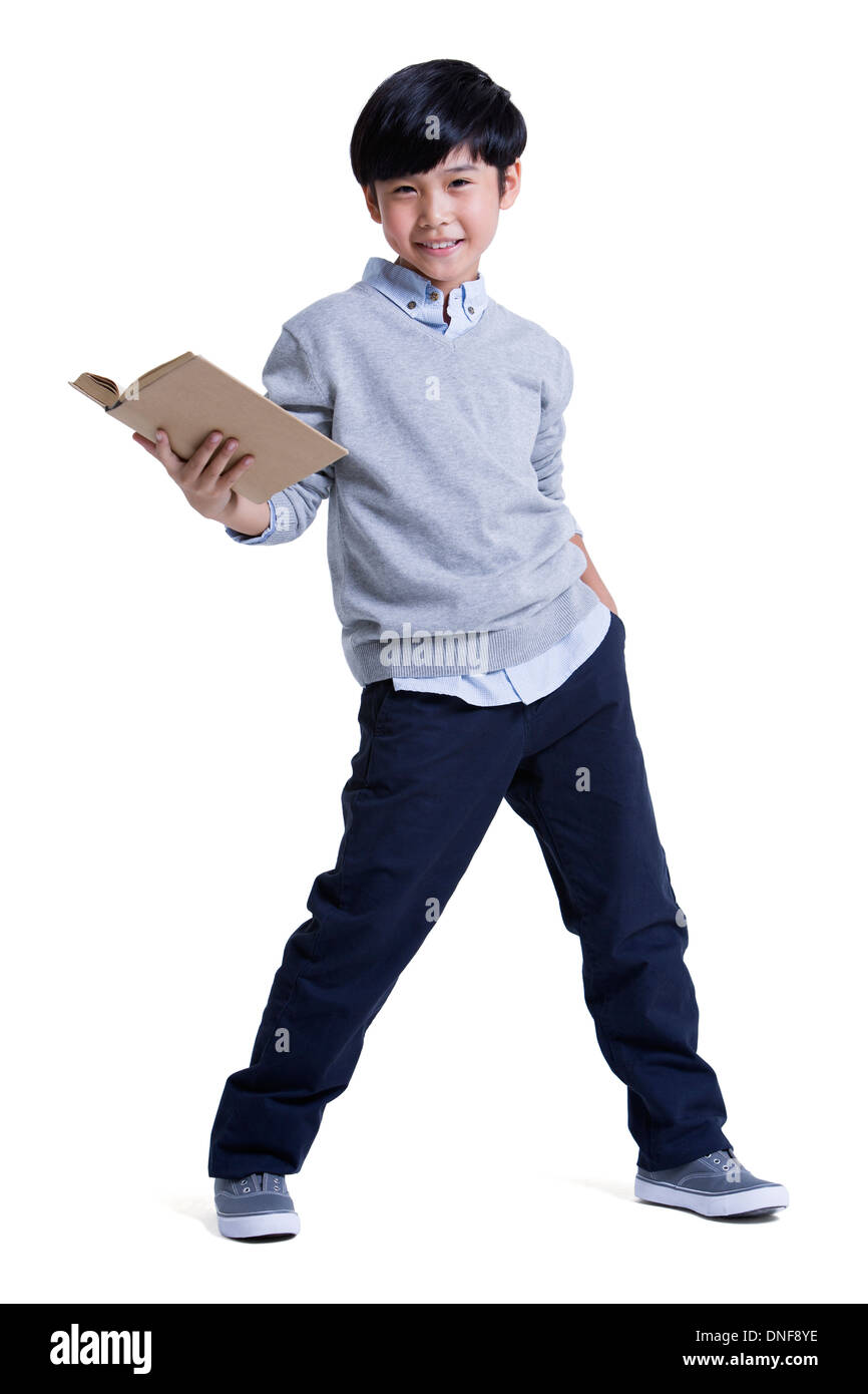 Asian child reading back view Cut Out Stock Images & Pictures - Alamy