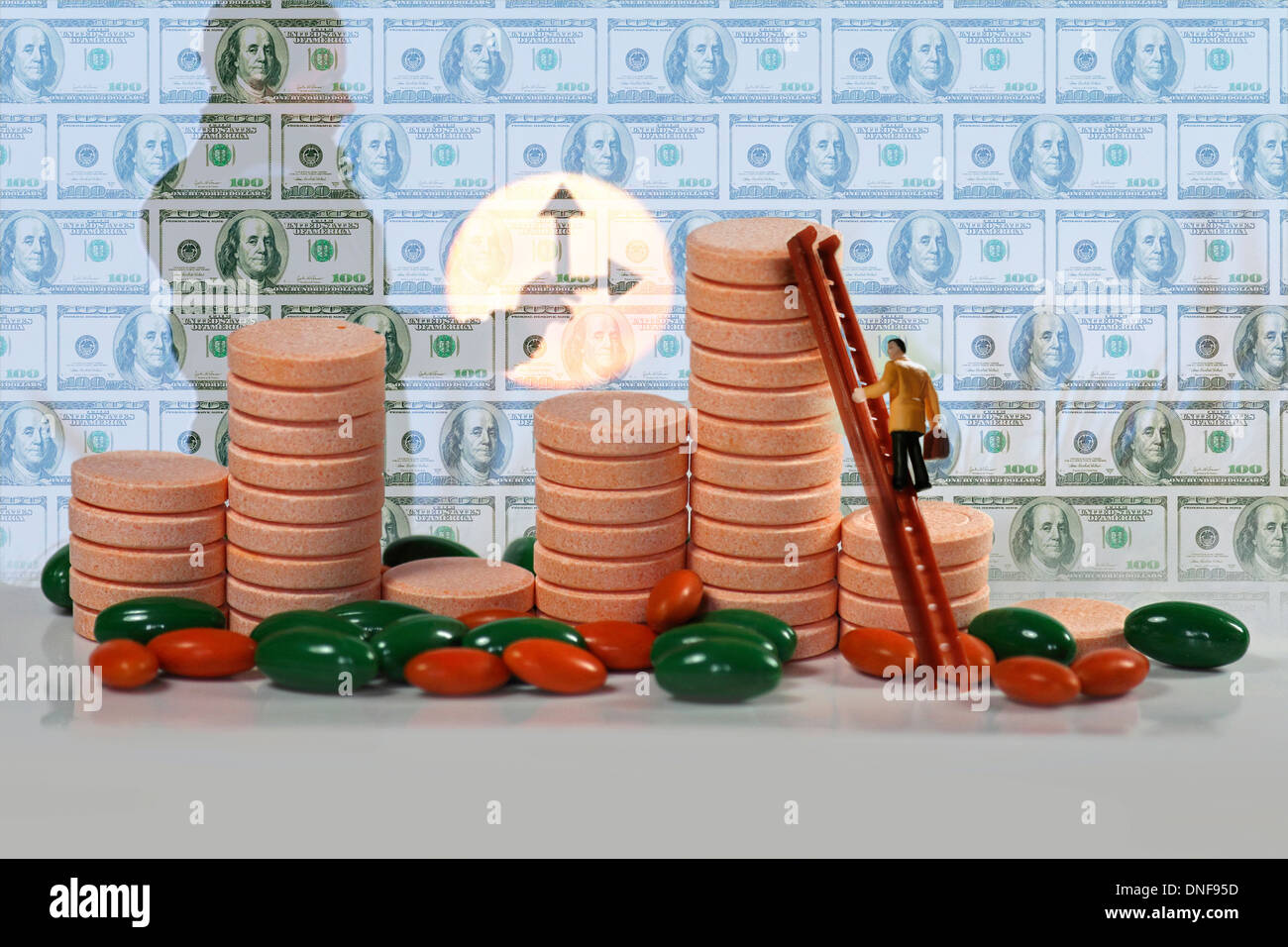 Growth graph made of pills stacked in columns Stock Photo - Alamy