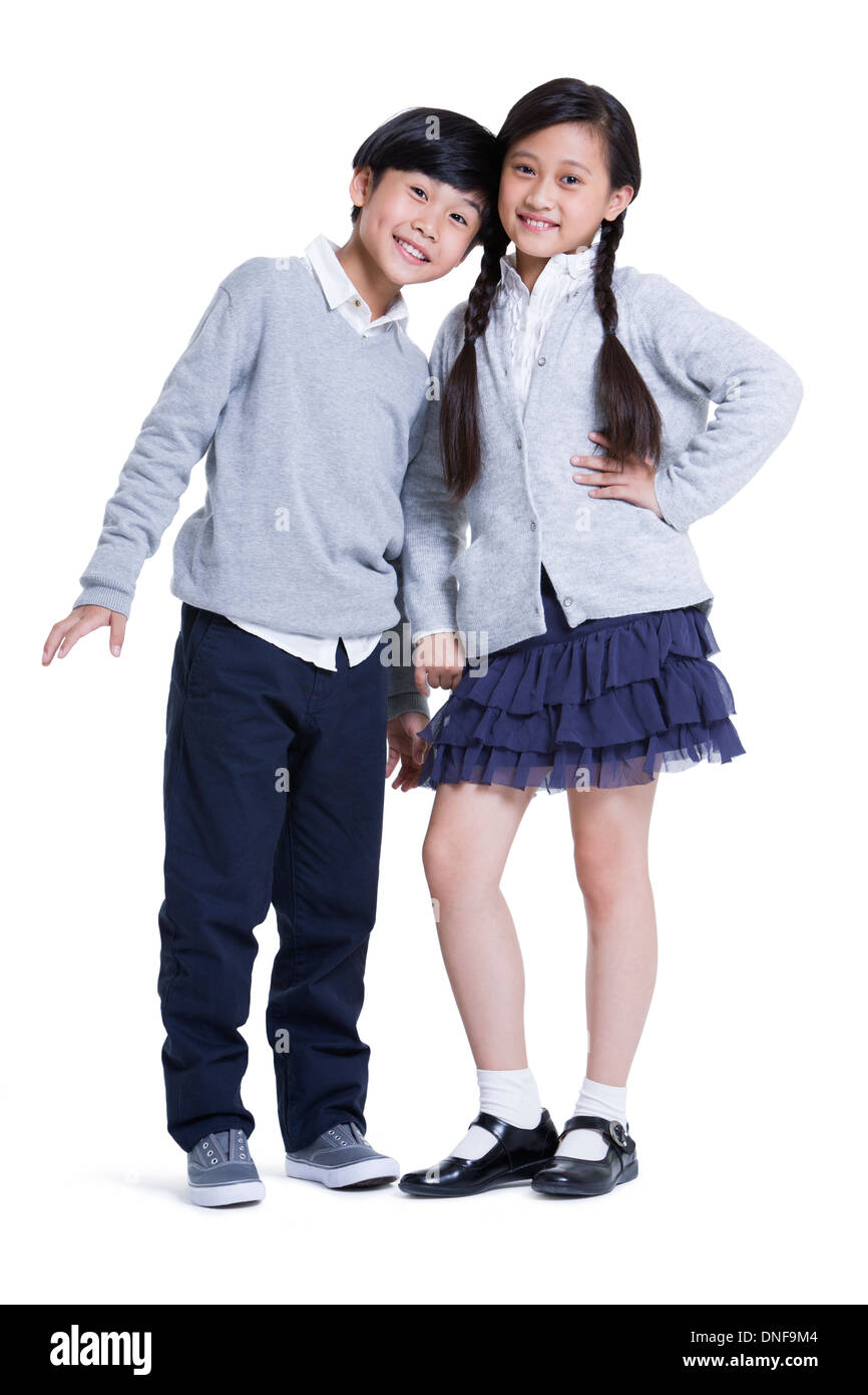 Portrait of boy and girl Stock Photo - Alamy