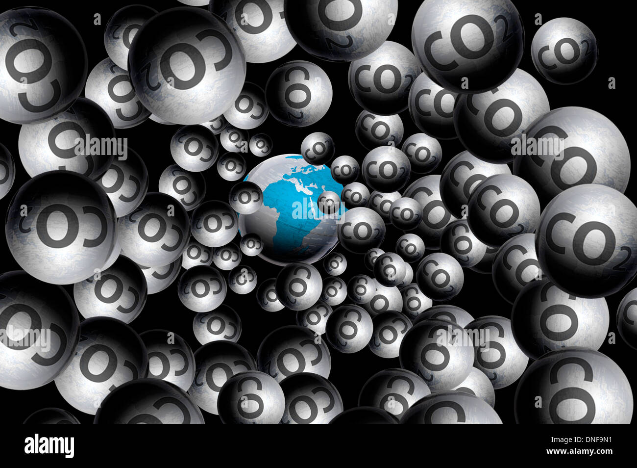 Large amount of carbon dioxide molecules coming out from the earth ...