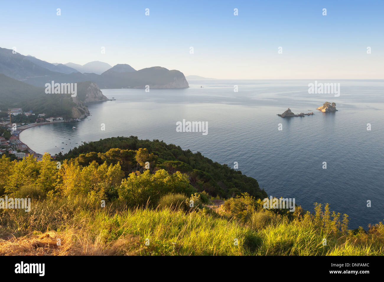 Morning on the Adriatic Sea. Coastal landscape with small islands Stock ...
