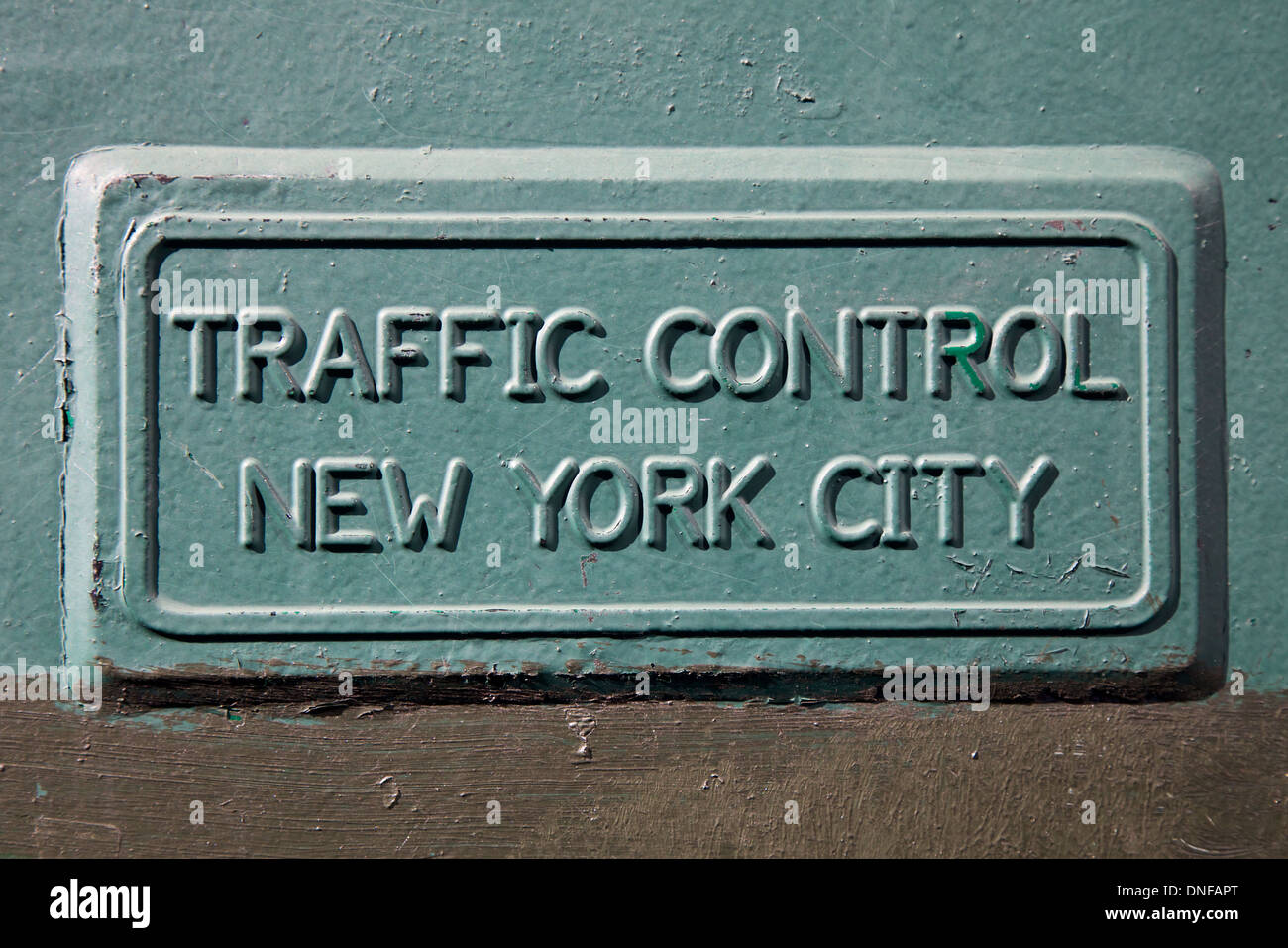 Sign on a New York City traffic control box in New York, NY, USA Stock ...