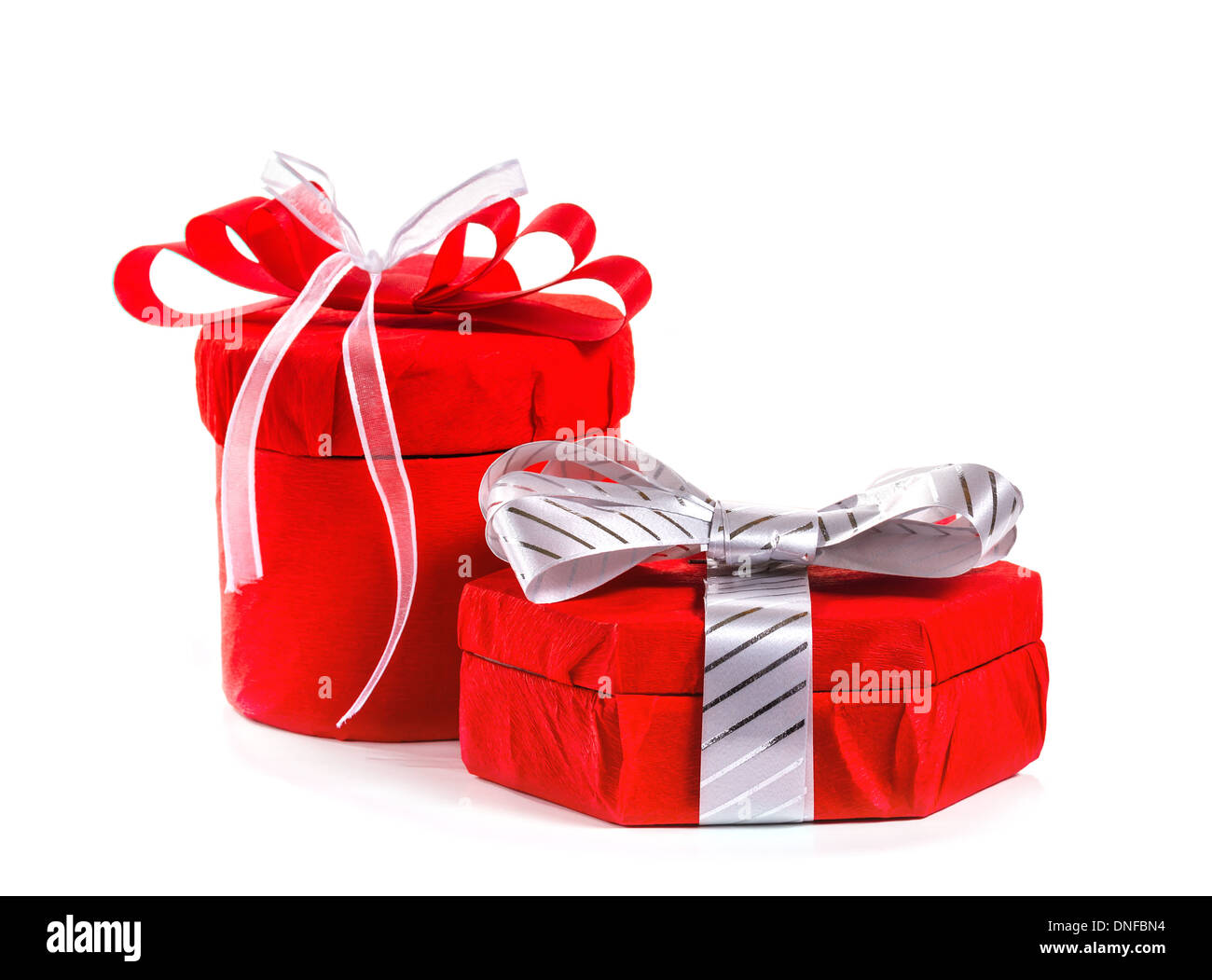 Gift in red box with a bow. Isolate on white background Stock Photo - Alamy