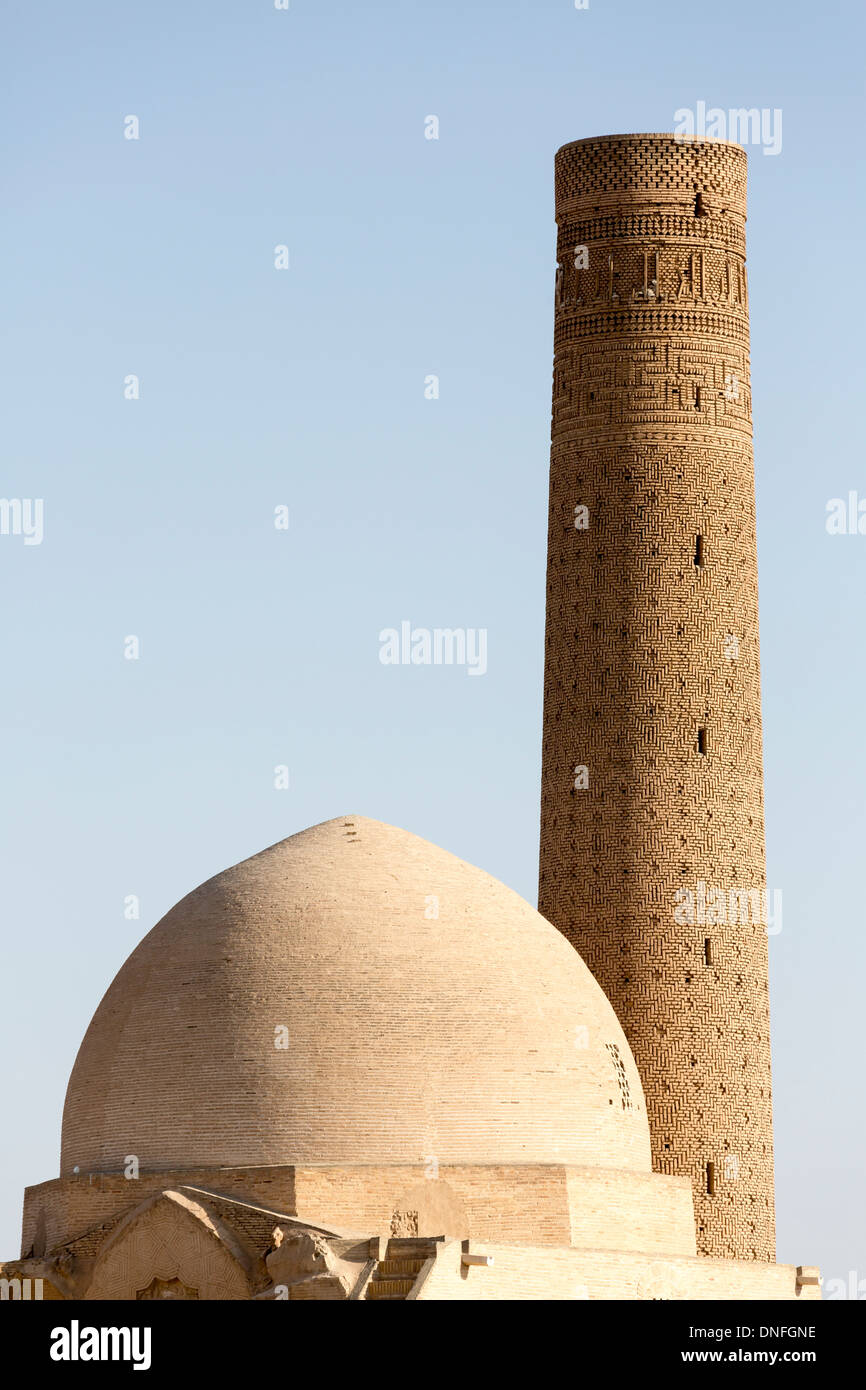 Seljuk dome and minaret of Friday mosque, Barsian, Isfahan, Iran Stock ...