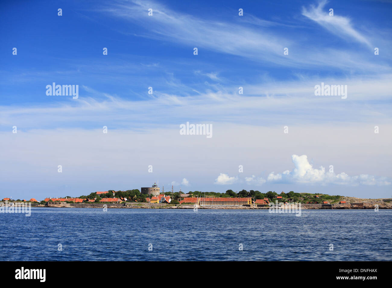 Landmark and sightseeing. Big Tower in fort island Christiansoe ...