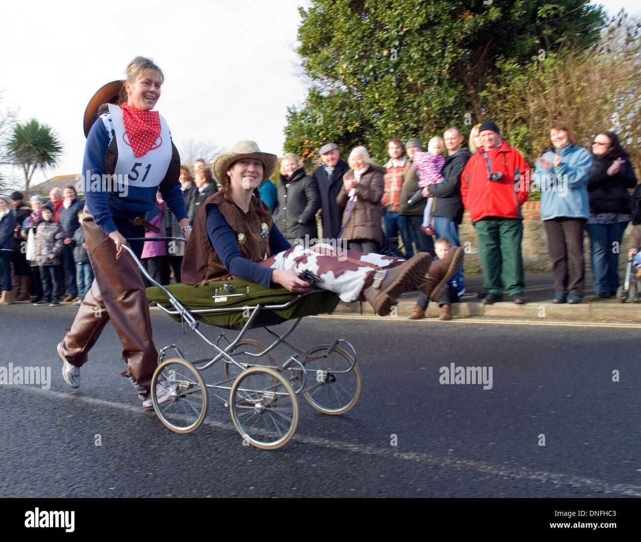 Fancy dress pram race Stock Photo - Alamy