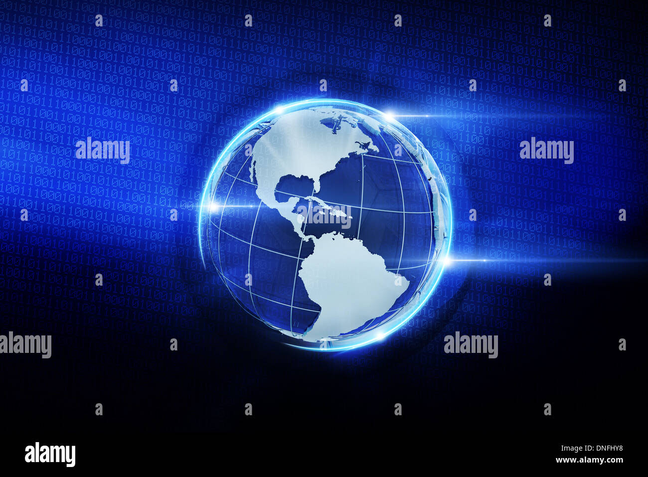 3D Globe Illustration and Digital Data Background. Abstract Technology ...