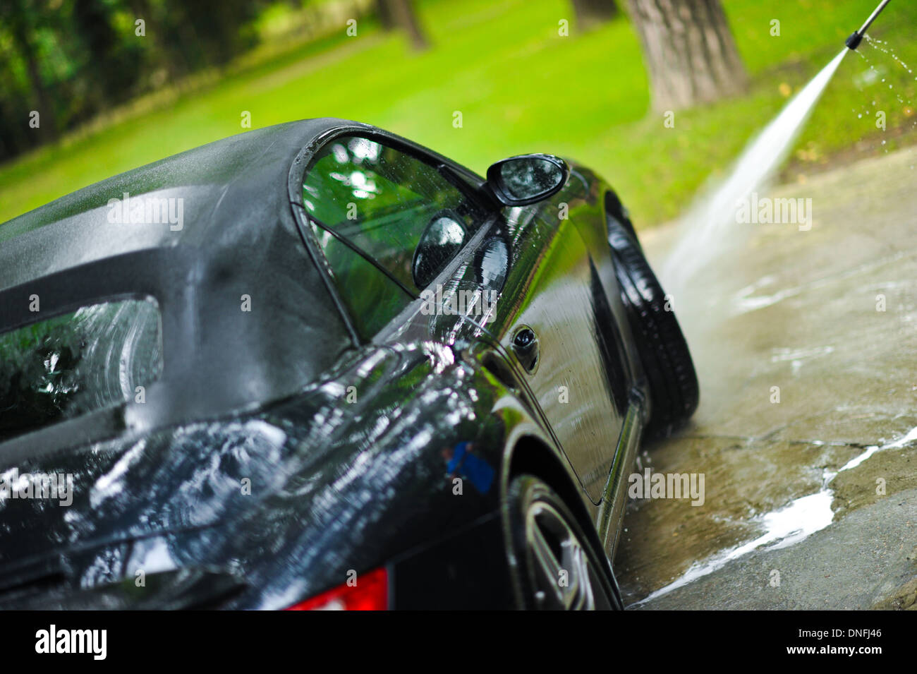 Summer Car Cleaning at Own Back Yard. Car Washing Stock Photo - Alamy