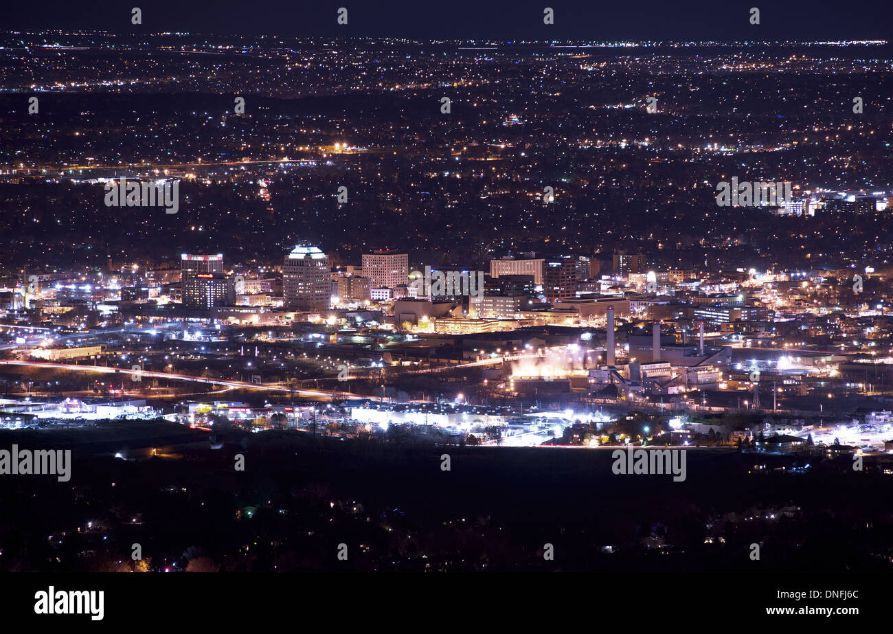 Downtown Colorado Springs at Night. Colorado Springs Night Panorama ...