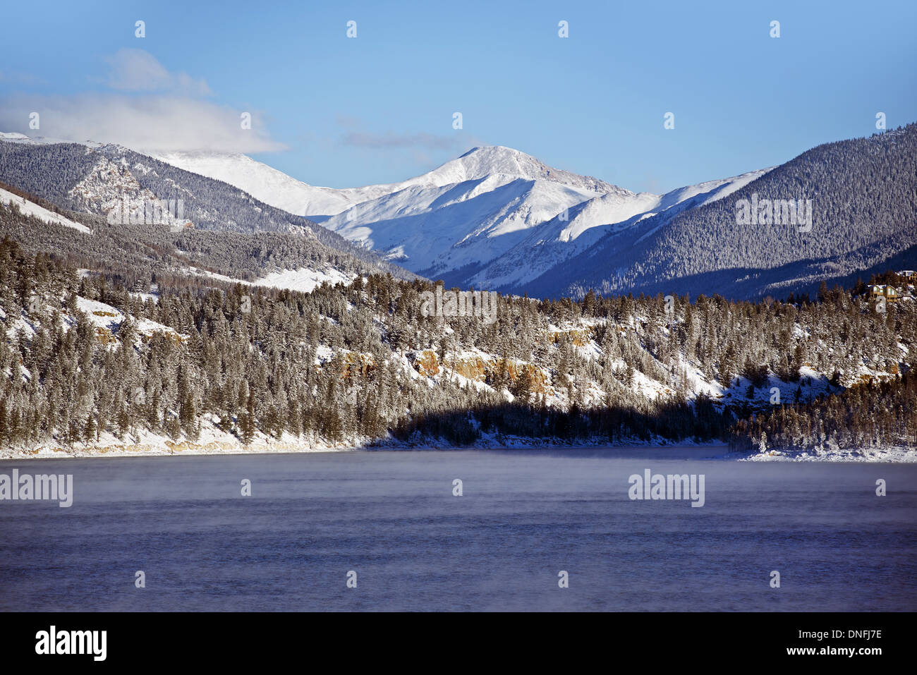 Dillon Reservoir and Mountains in Cold Winter Day. Colorado Winter ...