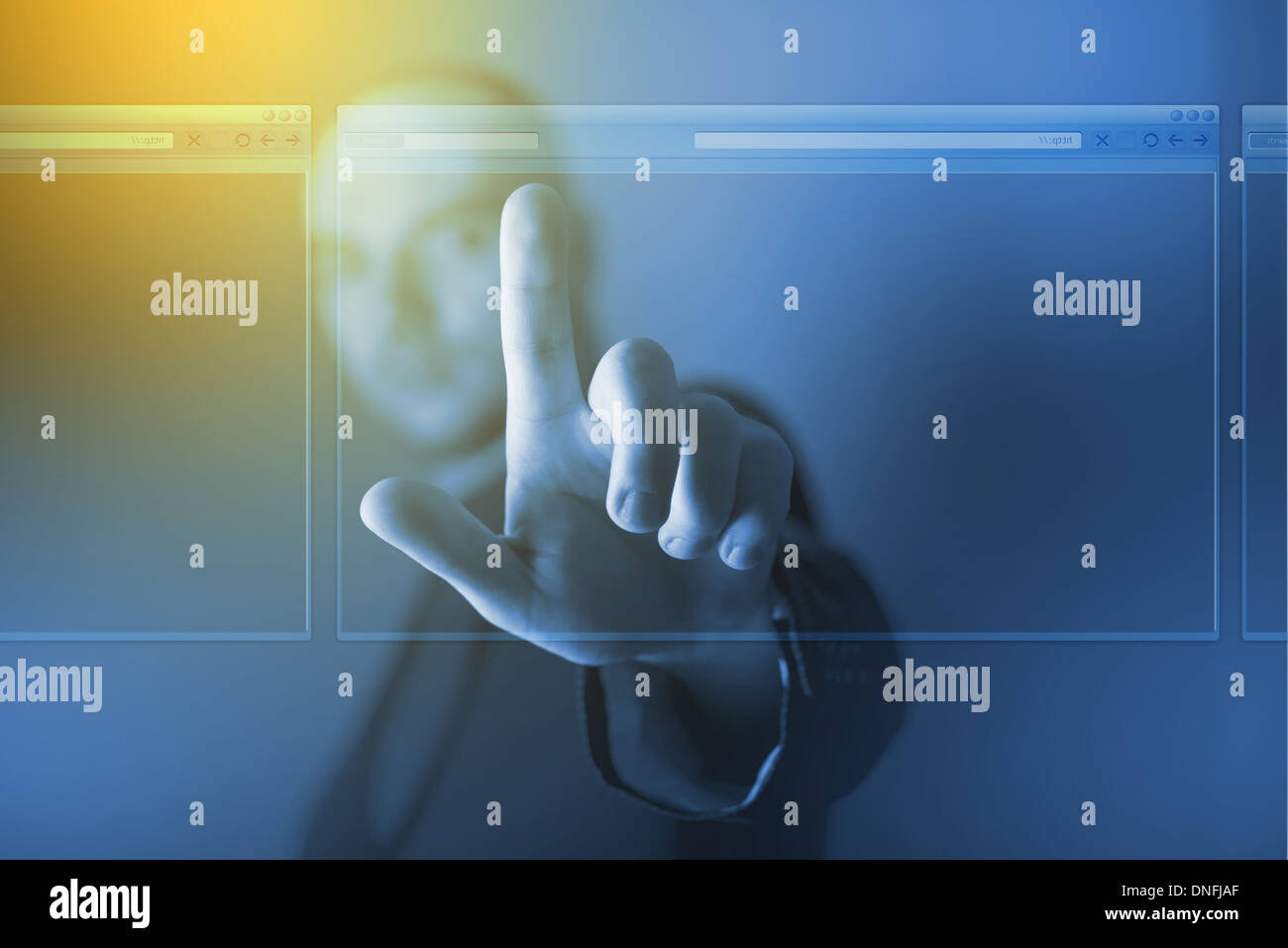 Men Browsing Web - Virtual Screen Concept with Empty Browser Windows ...