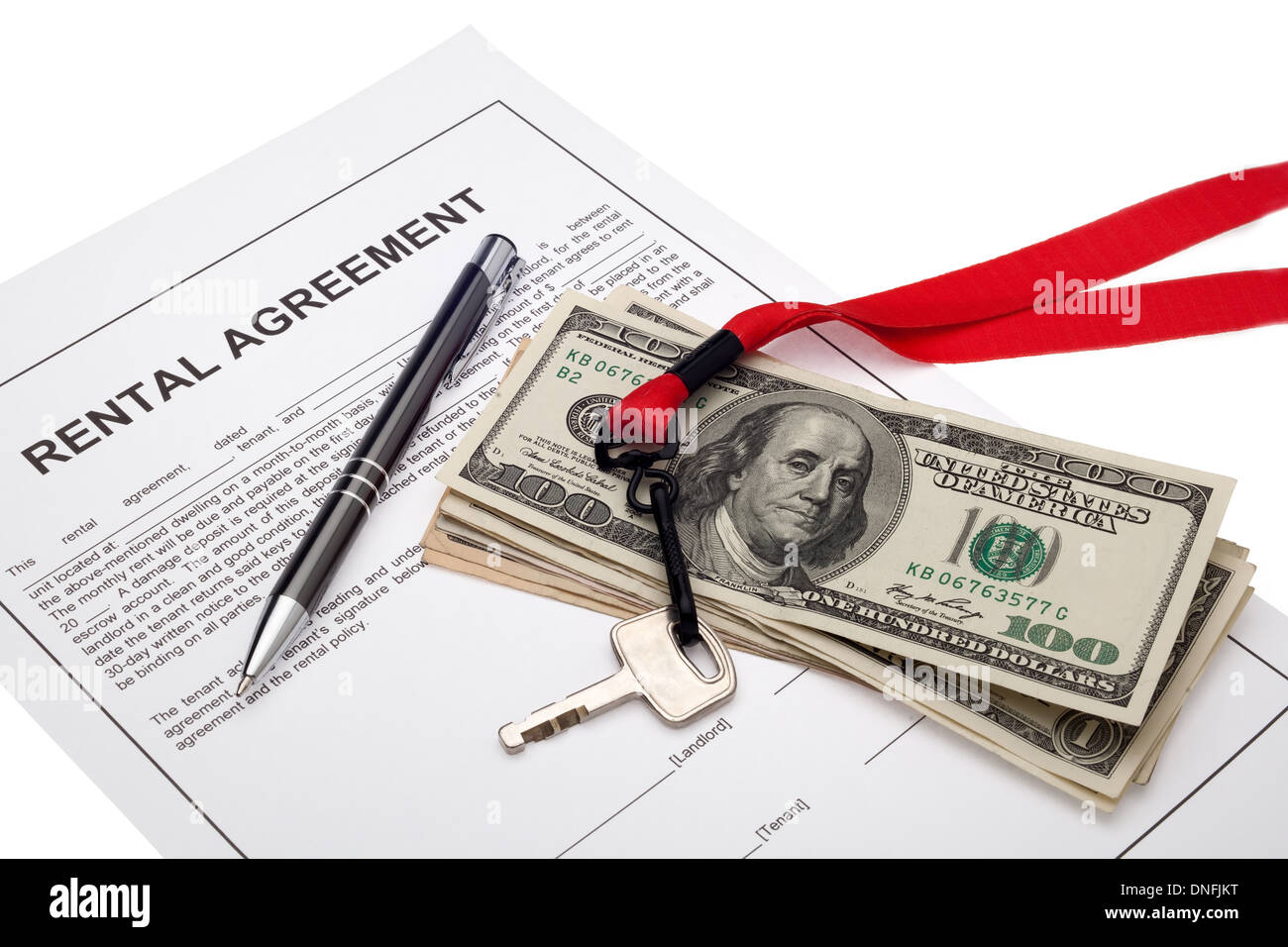 House key and cash with rental agreement Real estate investment and ...