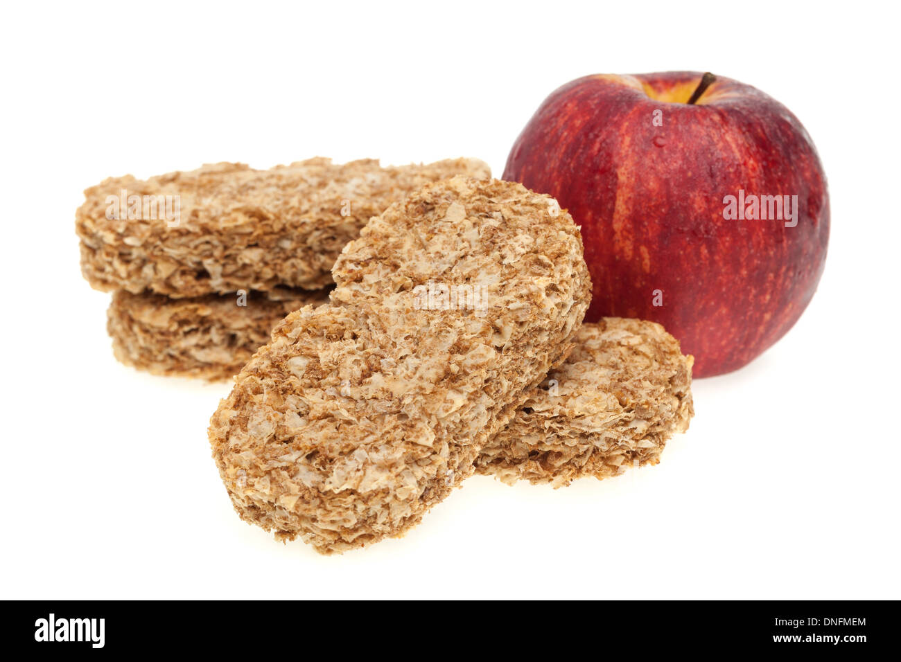 Muesli bar with red apple isolated on white background Stock Photo - Alamy