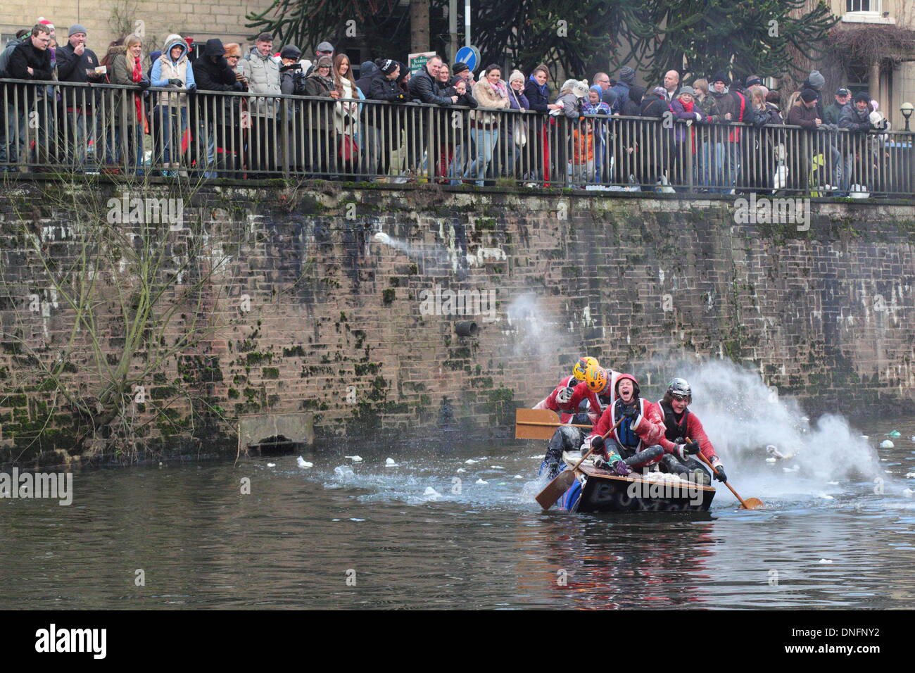 Spectators throw flour bombs at entrants of annual Boxing Day fancy ...