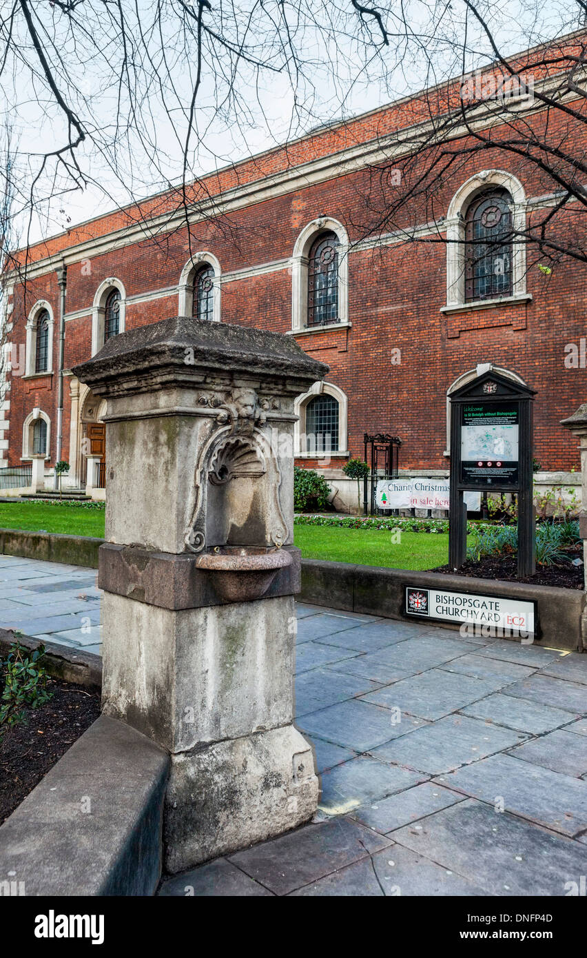 Drinking fountain at entrance of churchyard of St Botolph-without ...