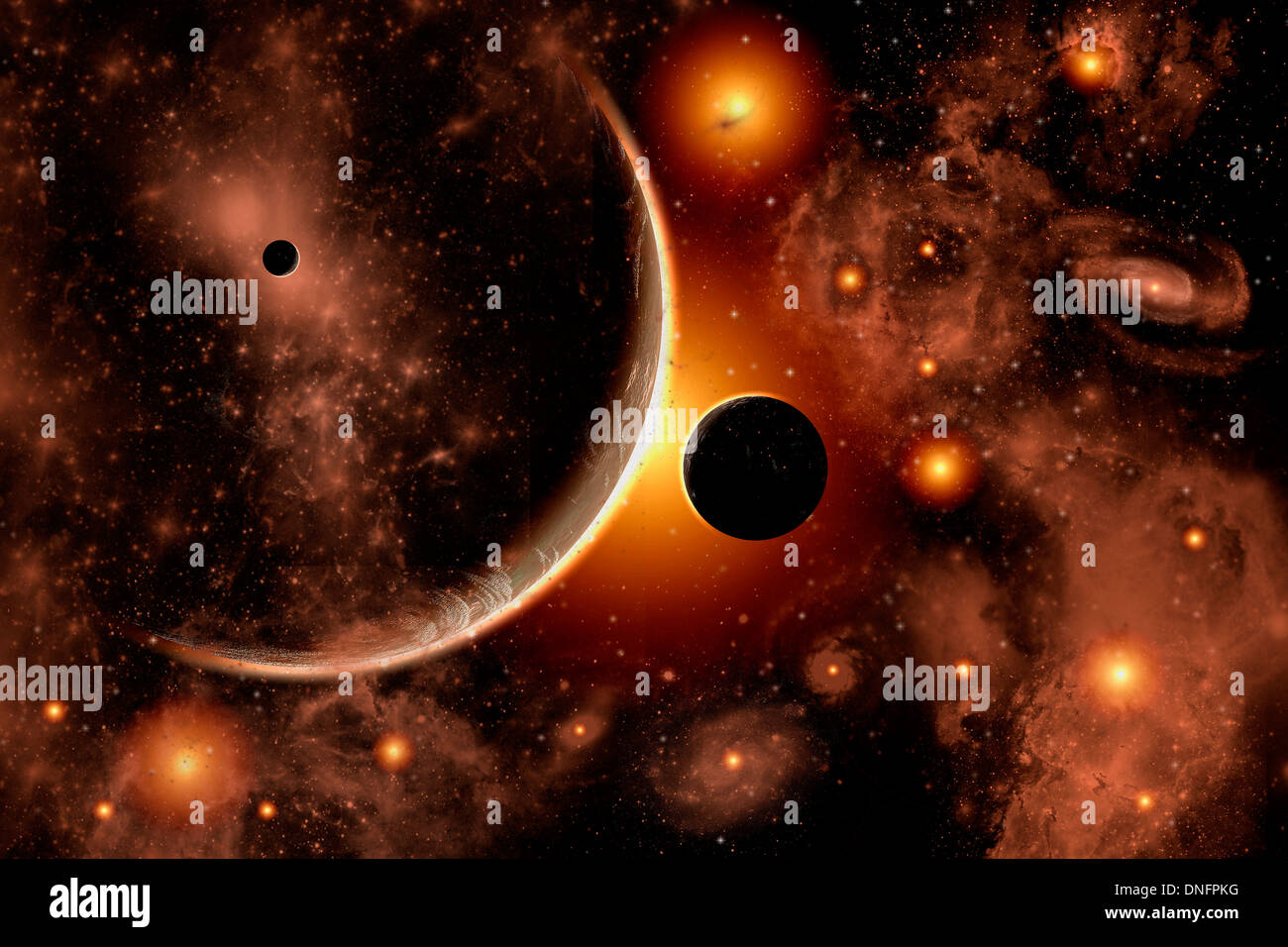 Alien planet moons galaxies nebula hi-res stock photography and images ...