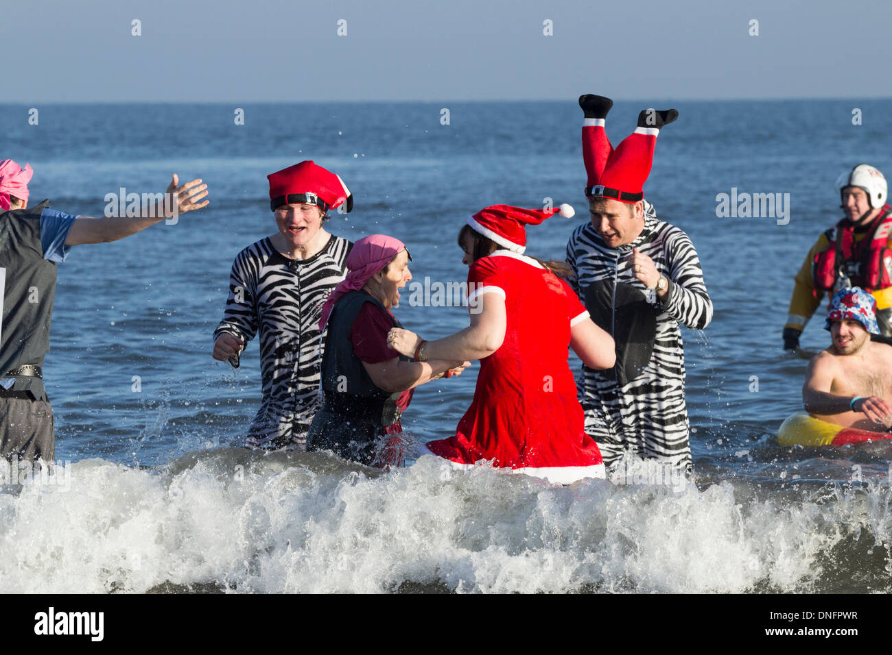 Boxing Day dip in the North Sea at Seaton Carew near Hartlepool, north ...
