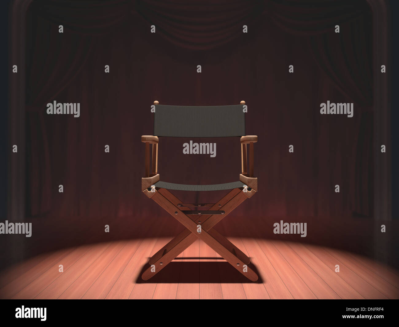Director's chair on the stage illuminated by floodlights Stock Photo ...