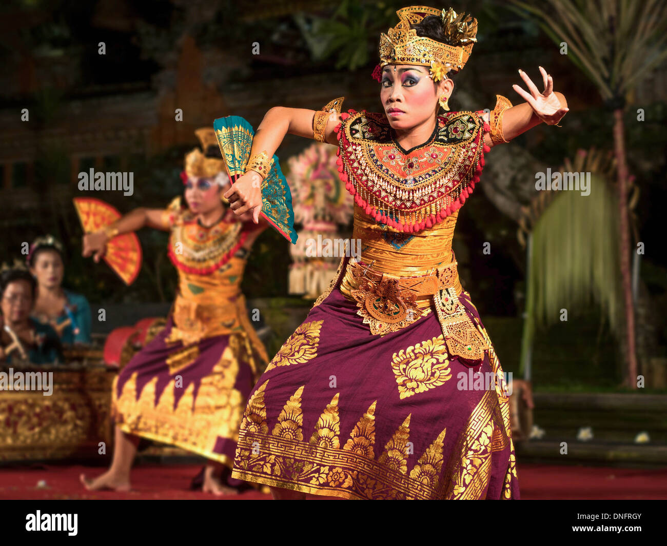 Dancers perform traditional Legong and Barong dance at open air theater ...