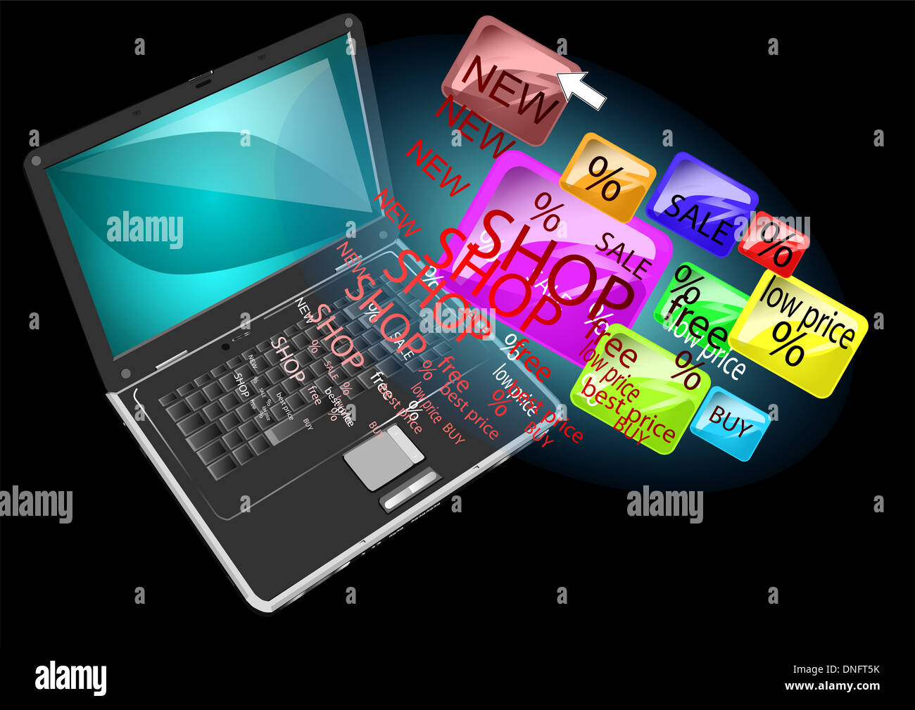 online shopping. abstract background with laptop Stock Photo - Alamy