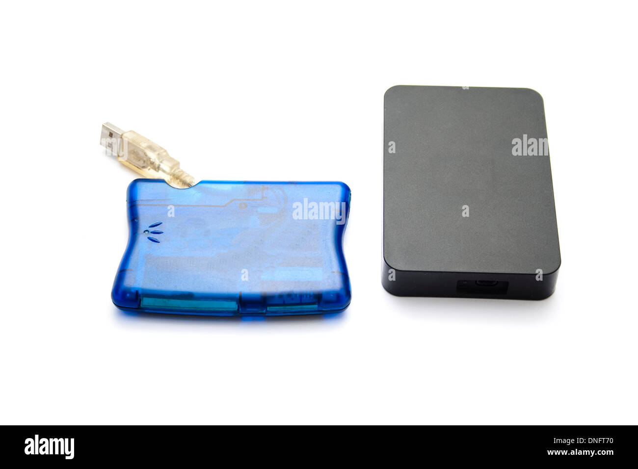 Black External Hard Drive Disk with Blue Card Reader Stock Photo - Alamy