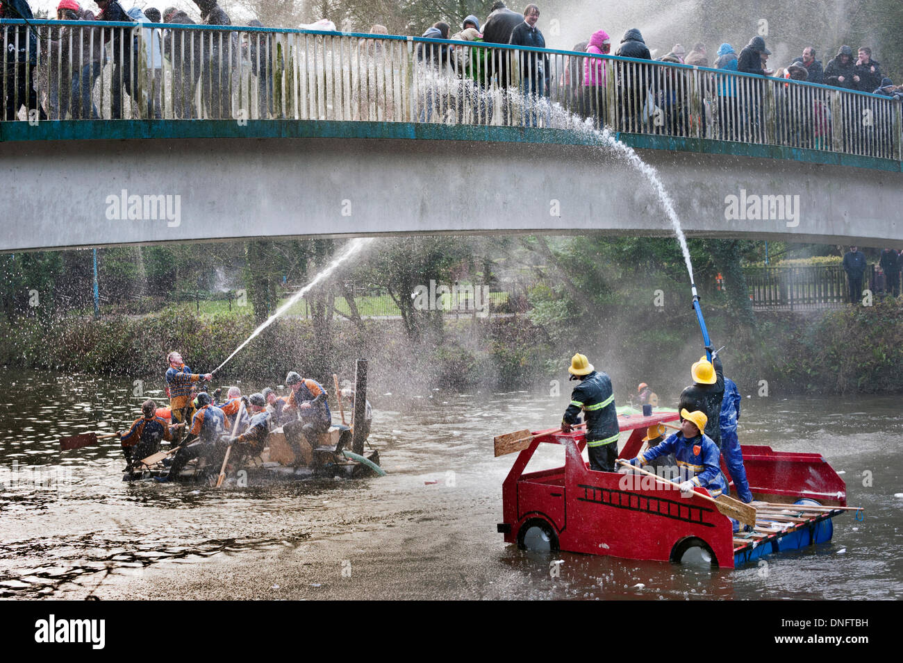 The annual Boxing Day Raft Race (2013) on the River Derwent between ...