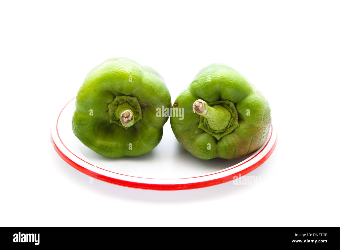 Fresh Green Capsicum on Plate Stock Photo - Alamy