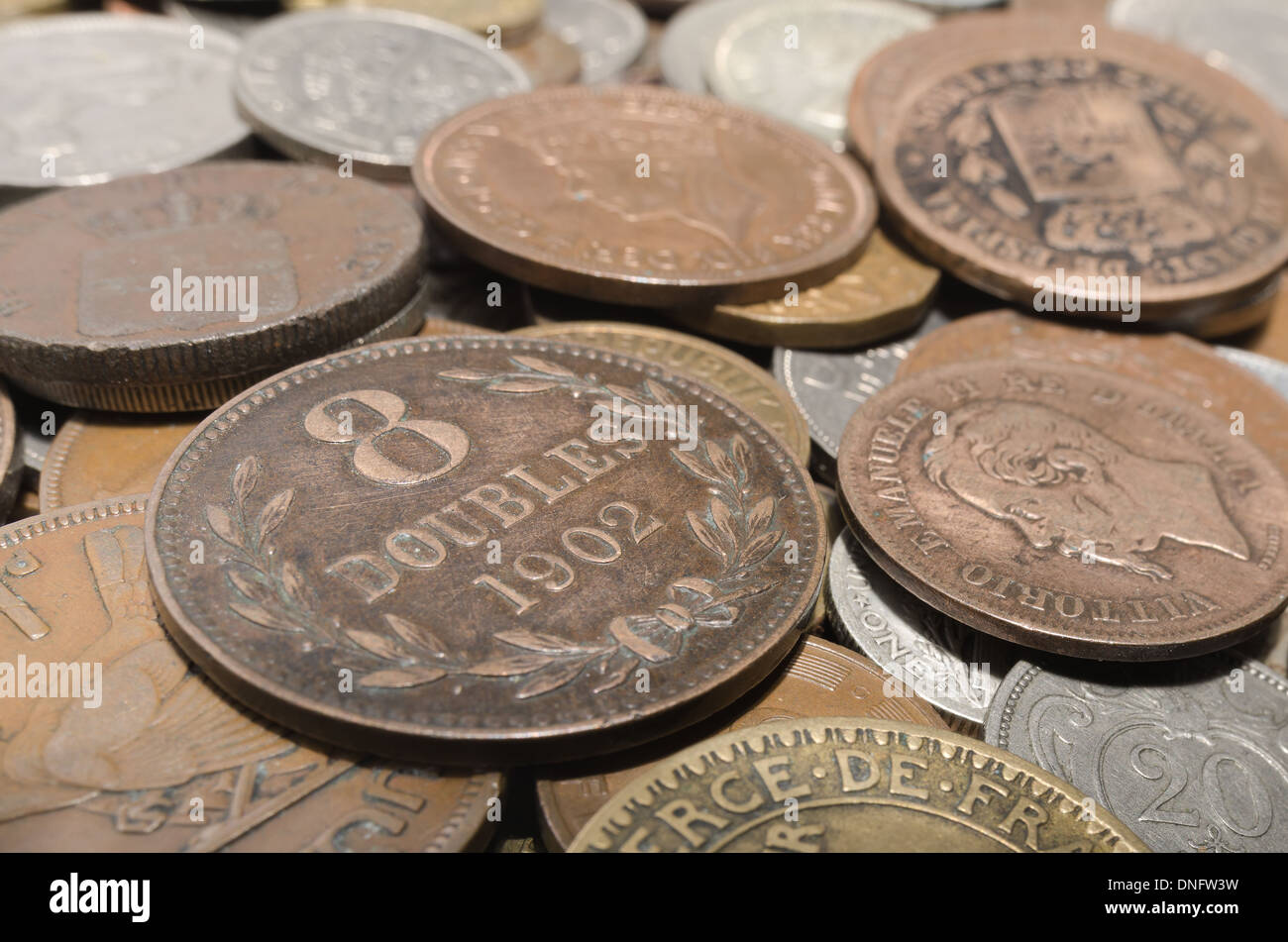 old foreign currency multicultural wealth as small change Stock Photo ...