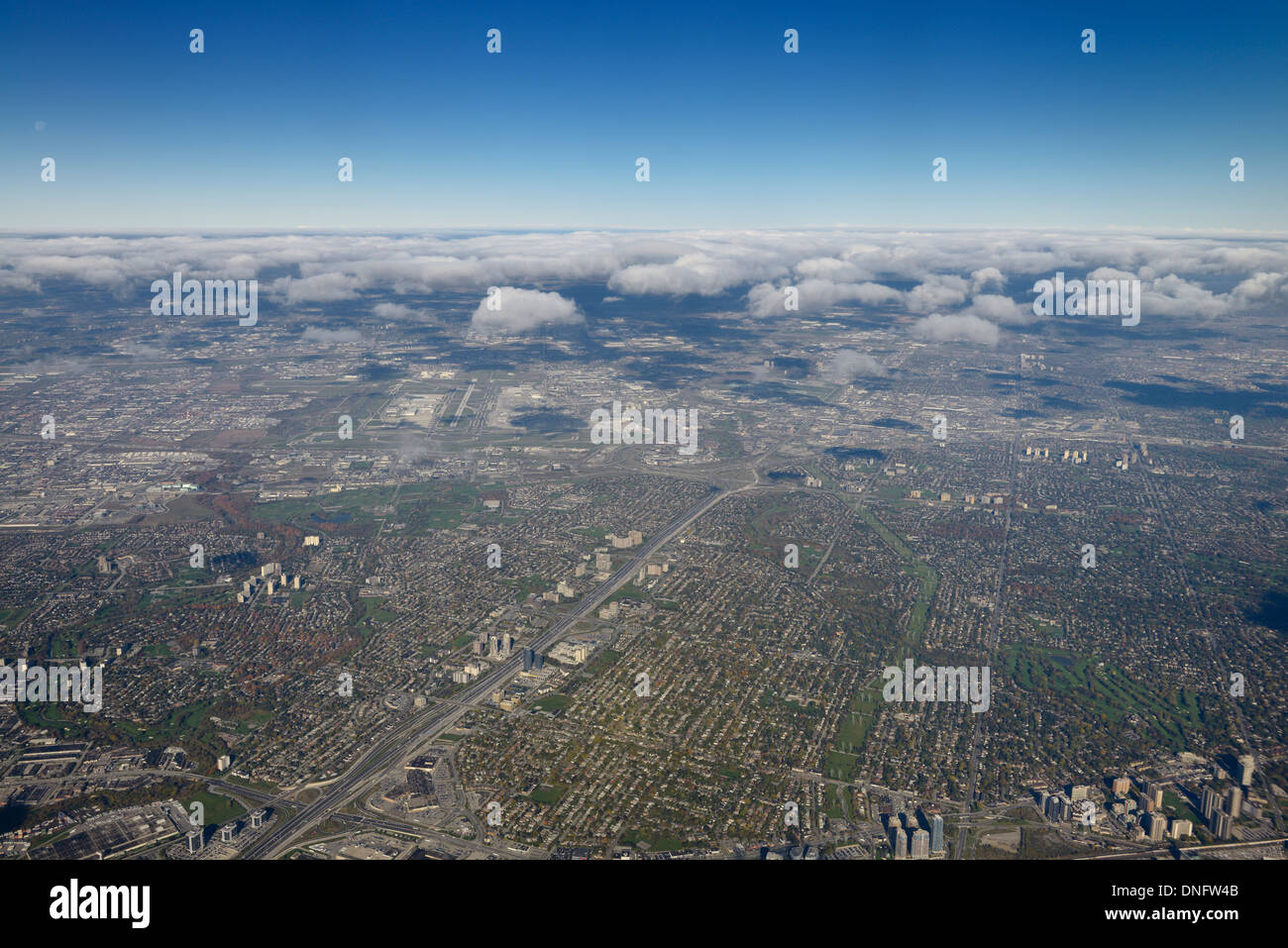 Toronto Canada aerial view north with intersection of highway 427 and ...