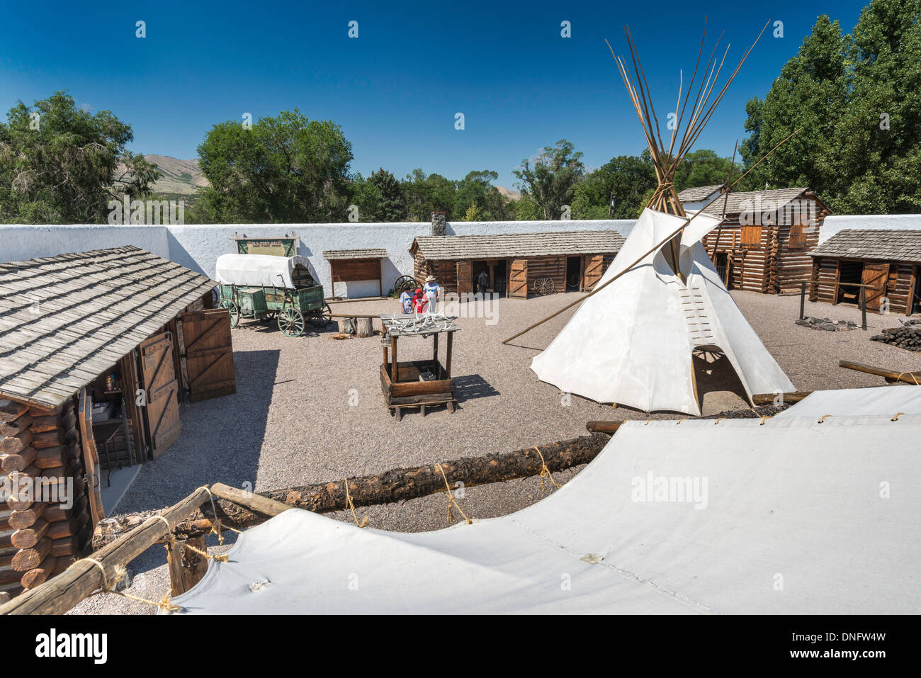 Tipi at courtyard at Fort Hall Replica, a reconstructed trading post on ...