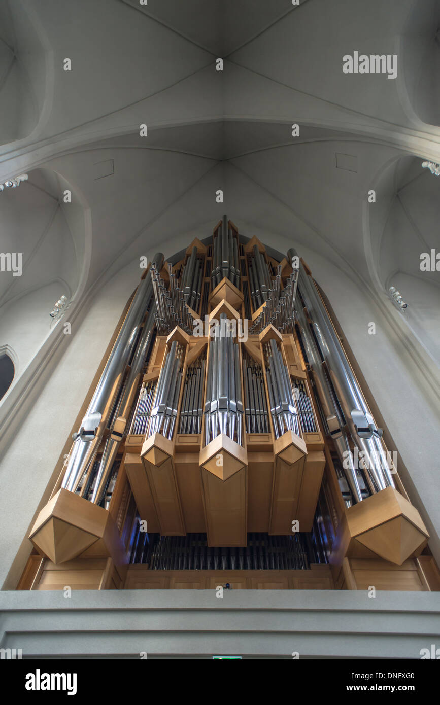 Hallgrimskirkja Cathedral interior views, Reykjavik, Iceland Stock ...