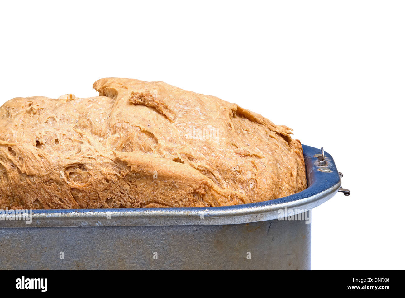 Homemade bread loaf in the bread pan isolated on white Stock Photo - Alamy