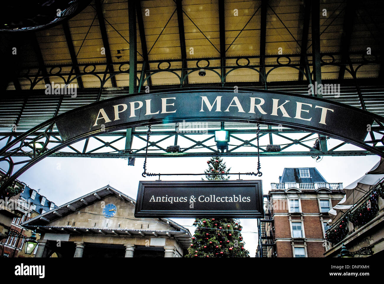 Apple market sign at Covent Garden, with St Paul’s Church in the ...